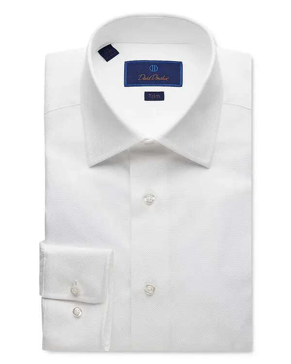 David Donahue Royal Oxford Trim Fit Dress Shirt - White