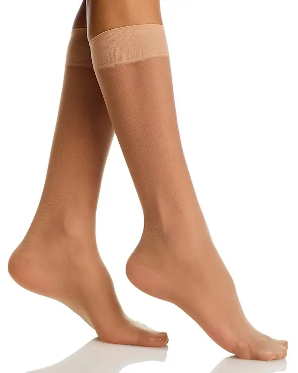 Hue Set Of Sheer Knee-high Socks - Bare