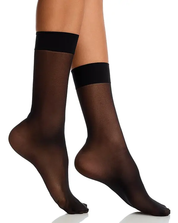 Hue Set Of Sheer Knee-high Socks - Black