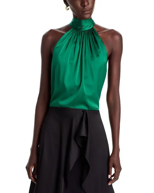 Ramy Brook Lori Silk-blend Draped Top - Deep Emerald