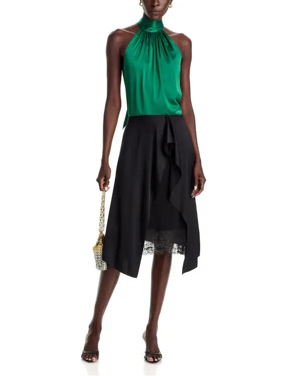 Ramy Brook Lori Silk-blend Draped Top - Deep Emerald