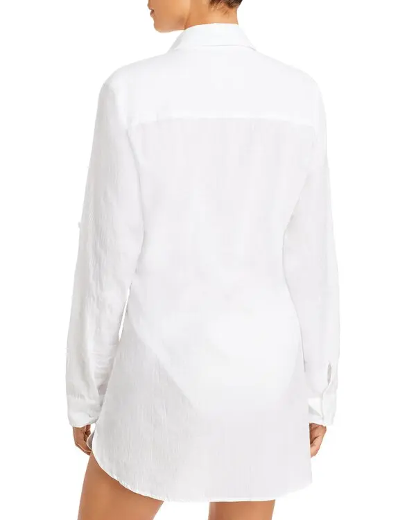 Tommy Bahama Crinkle Boyfriend Shirt Swim Cover-up - White