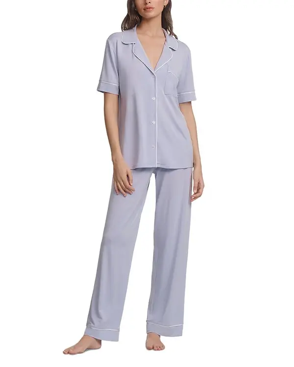 Eberjey Gisele Short Sleeve Long Pant Pajama Set - Lavender Dusk/ivory