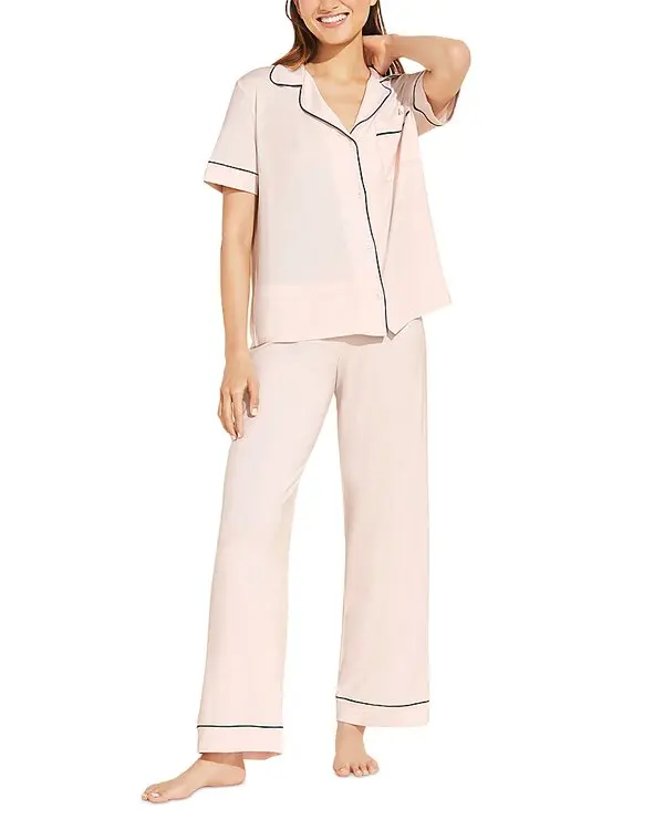 Eberjey Gisele Short Sleeve Long Pant Pajama Set - Sorbet/black