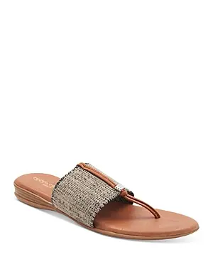 Andre Assous Thong Sandals - Black/beige