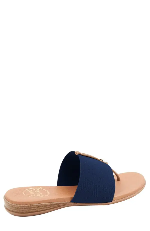 Andre Assous Thong Sandals With Stretch Raffia Upper - Navy