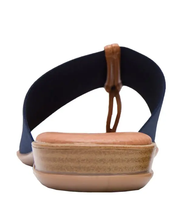 Andre Assous Thong Sandals With Stretch Raffia Upper - Navy