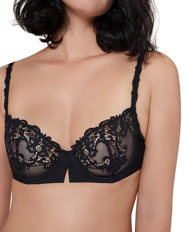 Simone Perele Saga Lace Mesh Demi Bra - Black/black