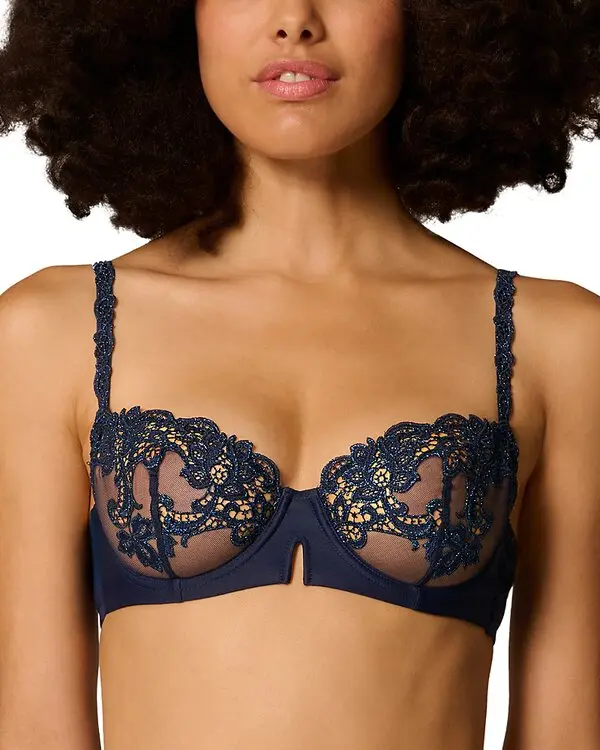 Simone Perele Saga Lace Mesh Demi Bra - Saphire