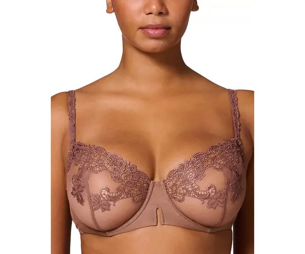 Simone Perele Saga Lace Mesh Demi Bra - Tender Brown