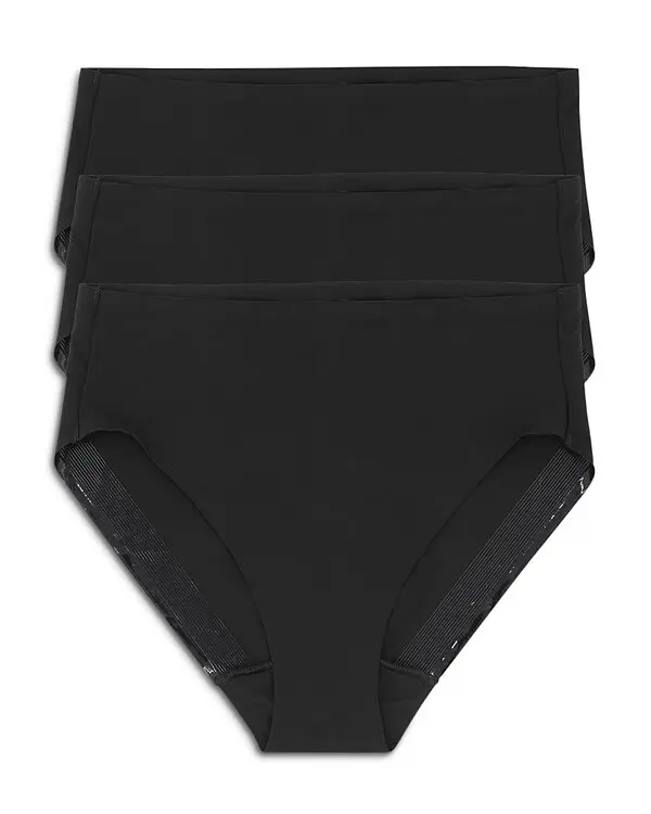 TC FINE INTIMATES Micro High-cut Briefs, Set Of 3 - Deep Black