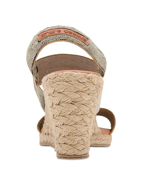 Andre Assous Allison Strappy Espadrille Wedge Sandals - Black Beige