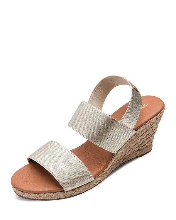 Andre Assous Allison Strappy Espadrille Wedge Sandals - Platino