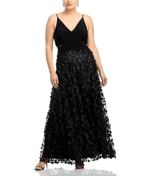 Aqua Floral Applique Gown