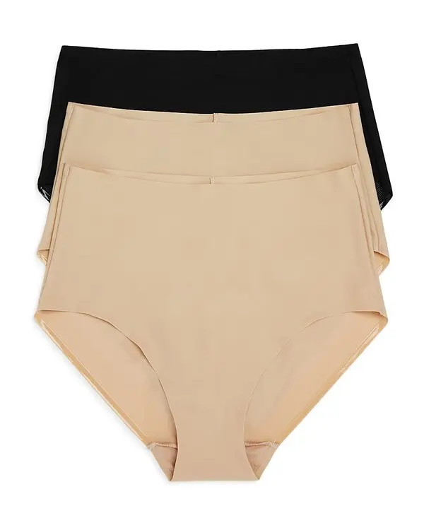 TC FINE INTIMATES Micro Briefs, Set Of 3 - Warm Beige/black