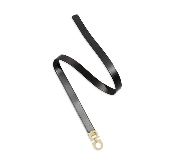 FERRAGAMO Double Gancini Reversible Leather Belt - Black