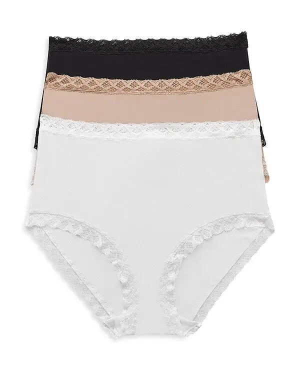 Natori Bliss Full Briefs, Set Of 3 - Black/white/cafe
