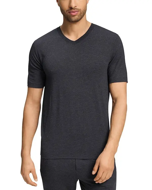 Hanro V-neck Lounge Tee - Charcoal