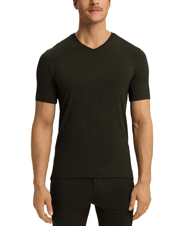 Hanro Lounge V-neck Tee - Earthy Ink