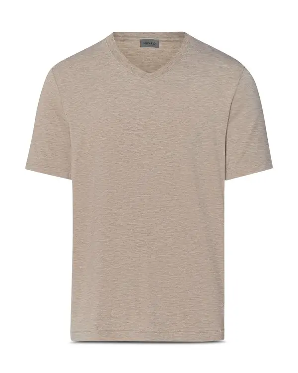 Hanro Lounge V-neck Tee - Hazelnut
