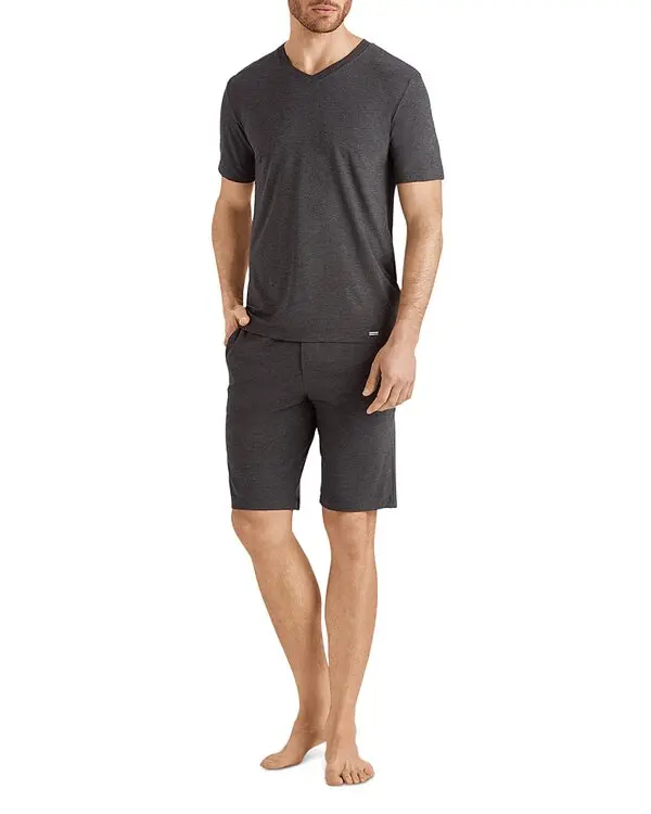 Hanro Lounge V-neck Tee - Med Gray