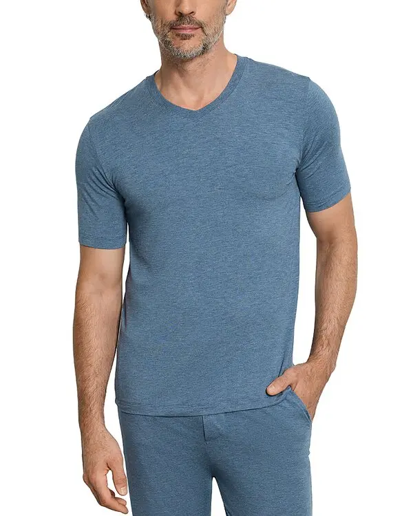 Hanro Lounge V-neck Tee - Retro Blue