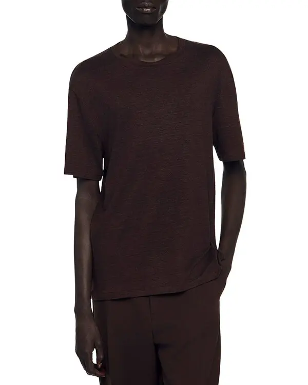 Sandro Clash Linen Tee - Black / Brown