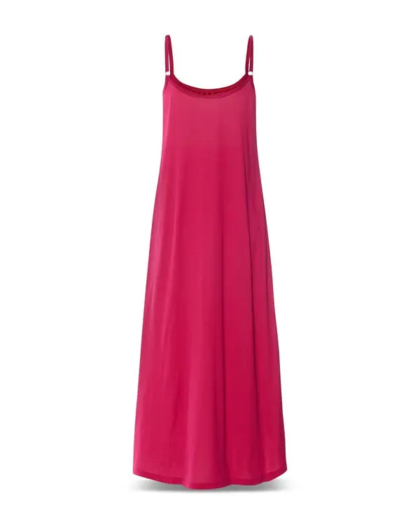 Hanro Juliet Pleated Long Spaghetti Gown - Light Sangria