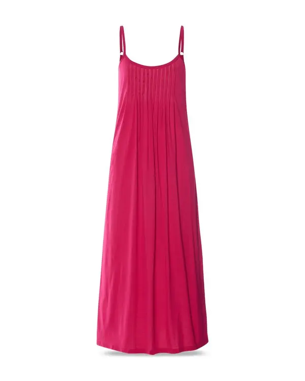 Hanro Juliet Pleated Long Spaghetti Gown - Light Sangria