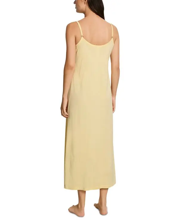 Hanro Juliet Pleated Long Spaghetti Gown - Vanilla Highlight