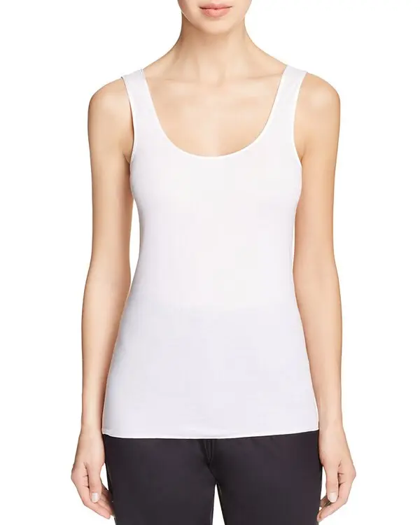 Hanro Cotton Seamless Scoop Neck Tank - White