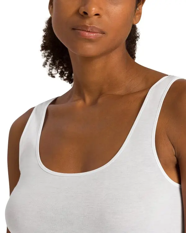 Hanro Cotton Seamless Scoop Neck Tank - White