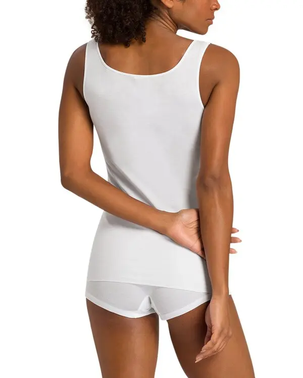Hanro Cotton Seamless Scoop Neck Tank - White