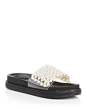 Aqua Imitation Pearl Slide Sandals 100% Exclusive