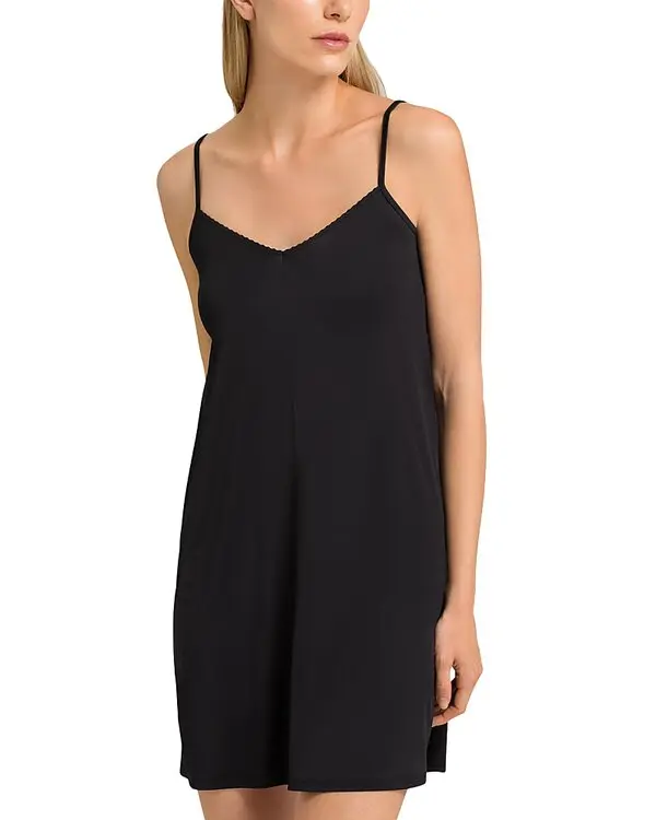 Hanro Satin Deluxe Slip Dress - Black