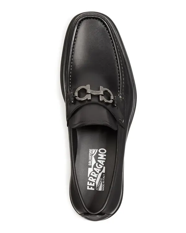 FERRAGAMO David Leather Loafers Wide - Black