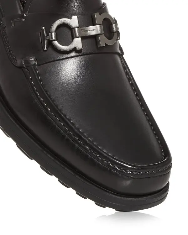 FERRAGAMO David Leather Loafers Wide - Black