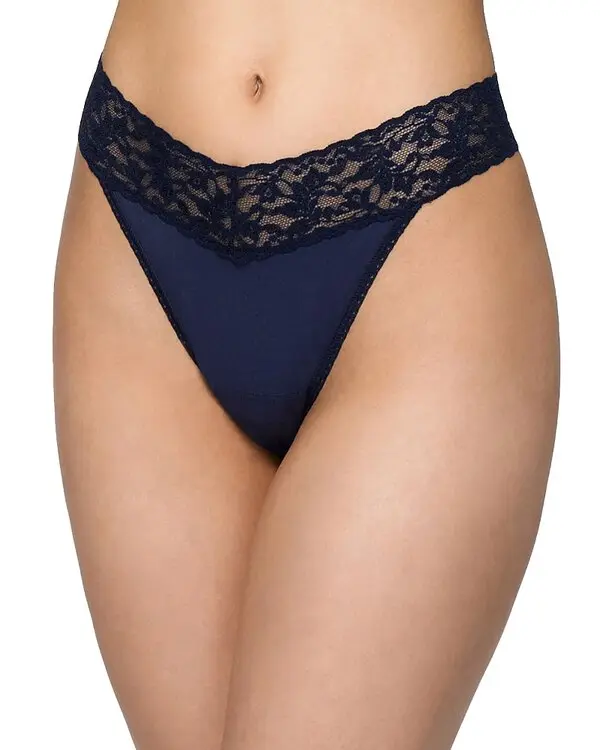Hanky Panky Cotton With A Conscience Original-rise Thong - Navy
