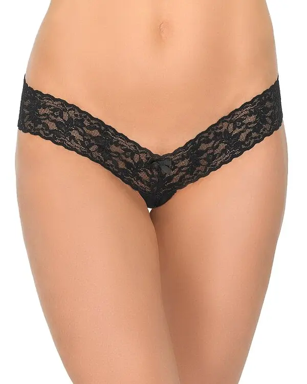 Hanky Panky After Midnight Signature Lace Open-panel Low-rise Thong - Black