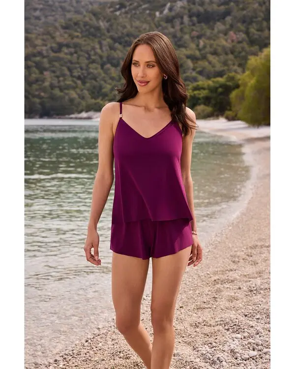 Magicsuit Solid Mila One Piece Swim Romper - Boysenberry