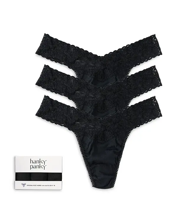 Hanky Panky Supimacotton Original-rise Thongs, Set Of 3 - Black