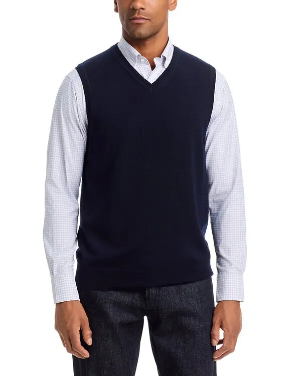 Bloomingdale'S Merino Wool V-neck Vest - Navy