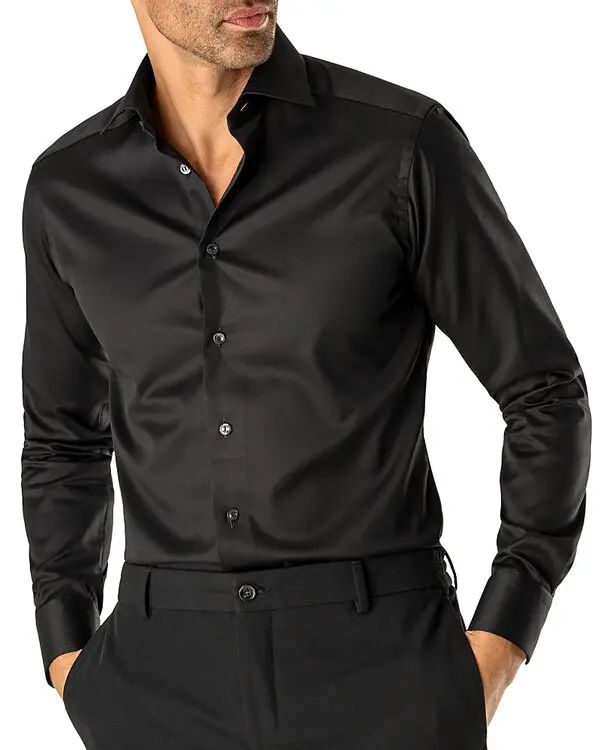 Eton Slim Fit Signature Twill Dress Shirt - Black