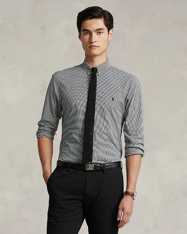 Polo Ralph Lauren Slim Fit Long Sleeve Poplin Button Down Shirt - Black/white Check