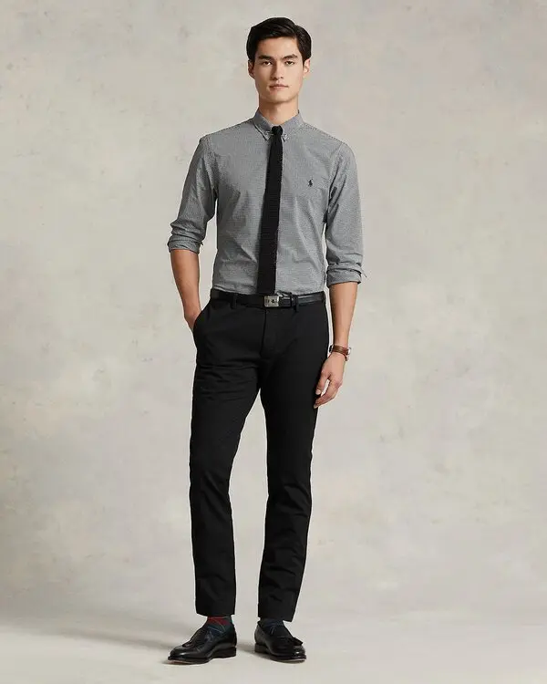 Polo Ralph Lauren Slim Fit Long Sleeve Poplin Button Down Shirt - Black/white Check