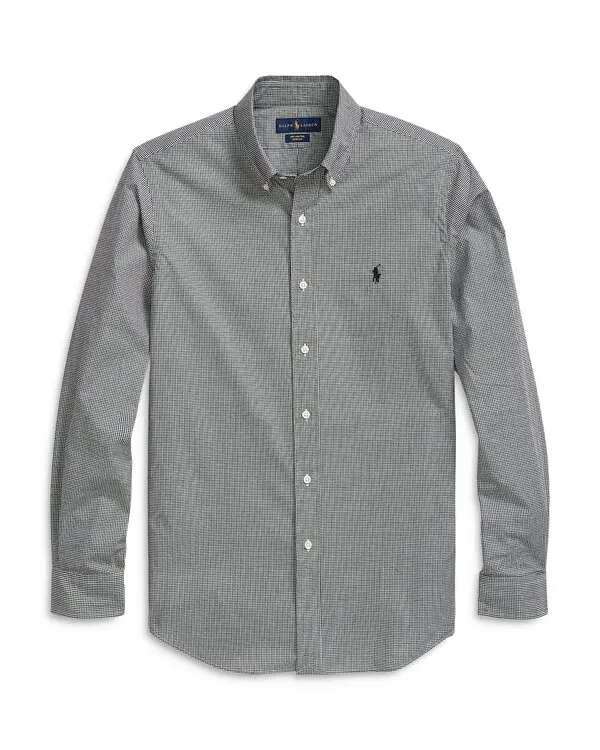 Polo Ralph Lauren Slim Fit Long Sleeve Poplin Button Down Shirt - Black/white Check