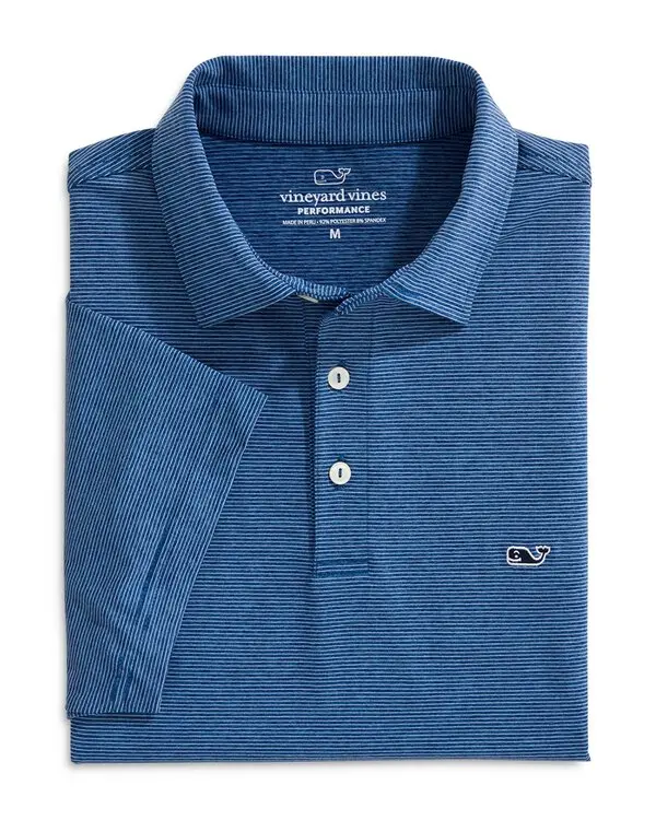 Vineyard Vines St. Jean Stripe Sankaty Regular Fit Polo Shirt - Blue Depth Tejeda