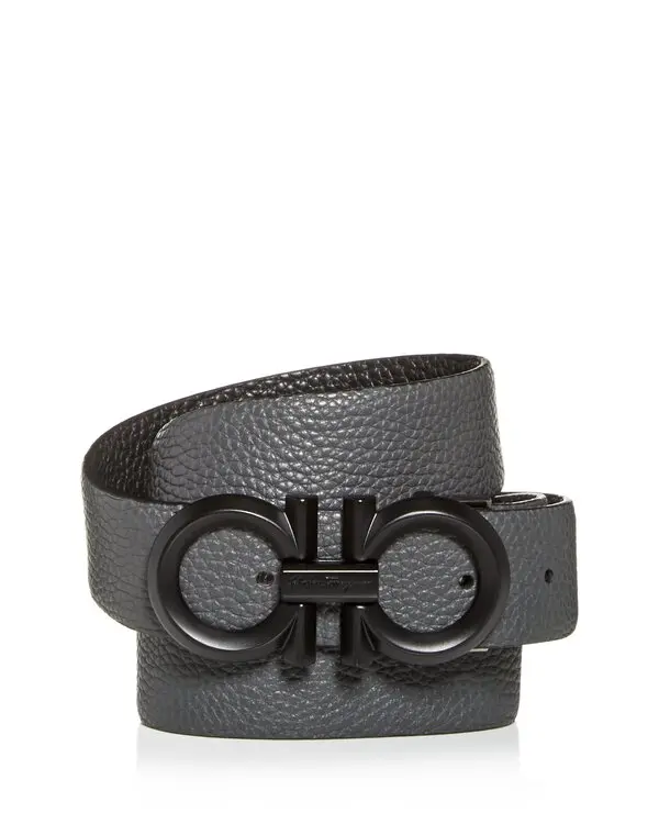 FERRAGAMO Double Gancini Buckle Reversible Belt