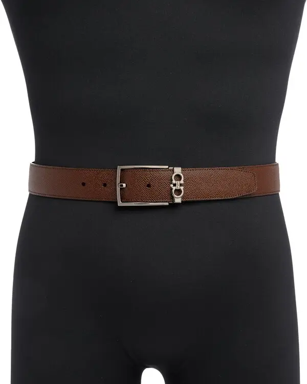 FERRAGAMO Gancini Keeper Reversible Belt - Black/brown