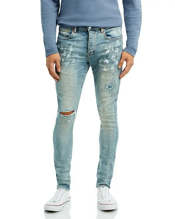 PURPLE BRAND Slim Fit Painter Jeans - Light Indigo